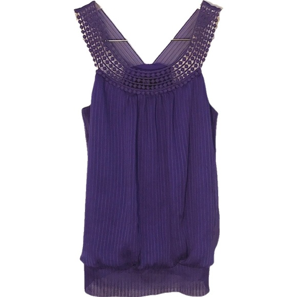 BCX | Tops | Bcx Purple Semi Sheer Sleeveless Crochet Neckline Relaxed ...